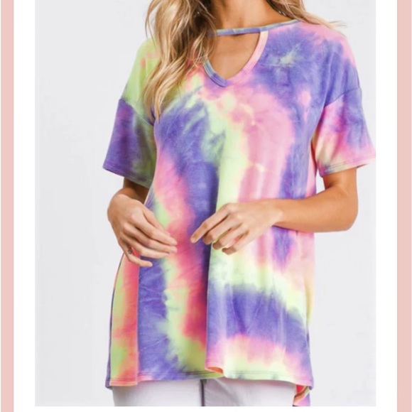 Tops | Keyhole Tie Dye Print Top | Poshmark